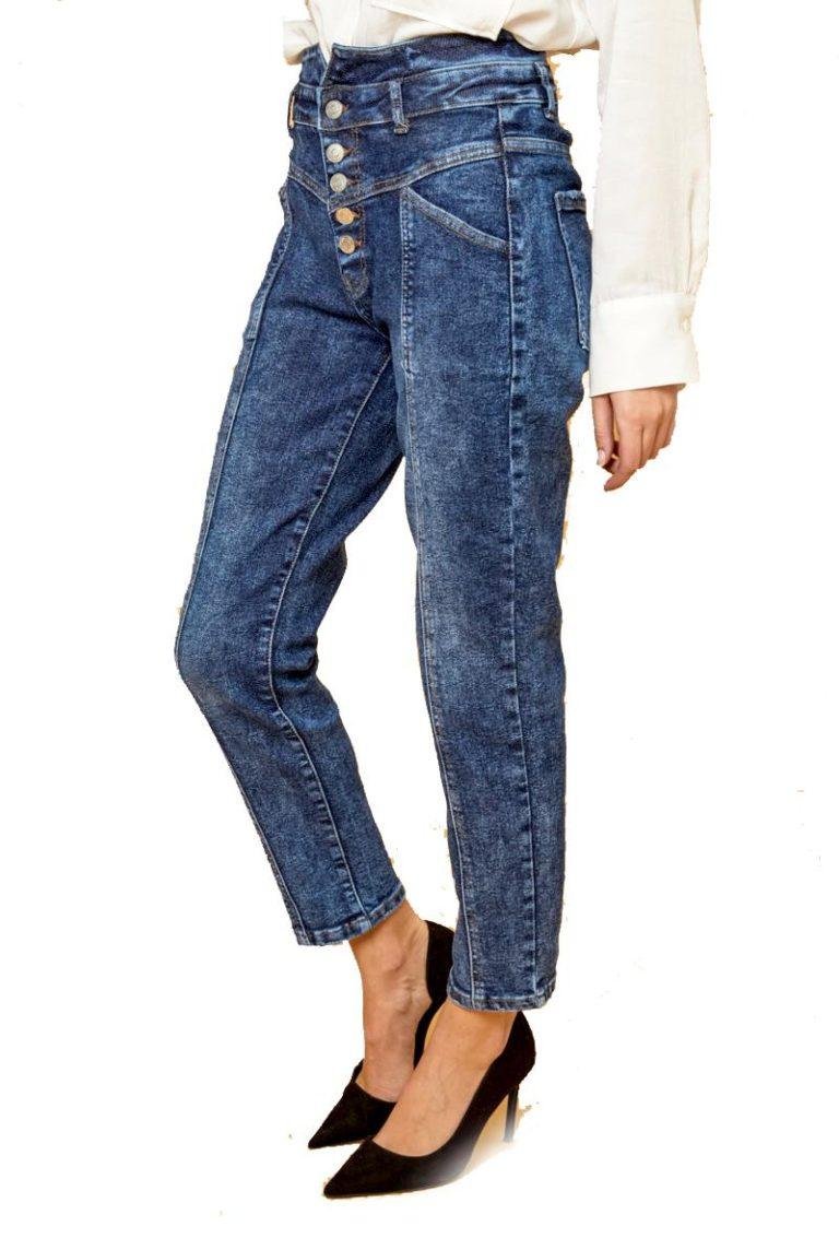 Dámske mom rifle jeans s vysokým pásom denim | multibella